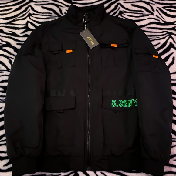 ATOM | Jackets & Coats | Nwt Atom Sporty Black Coat Bomber Jacket With ...